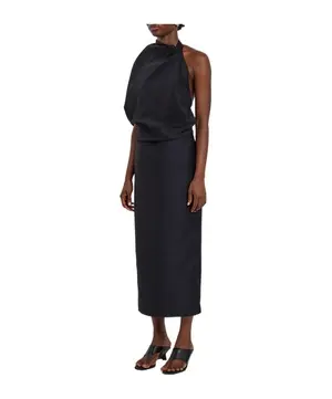 RÓHE Draped Woven Midi Dress