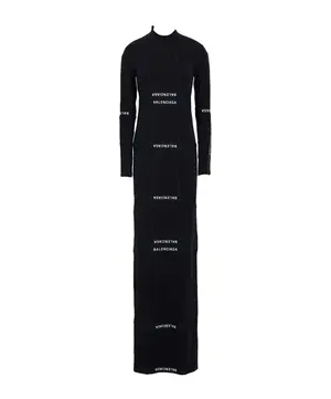 Balenciaga Solid Color Long Sleeve T-shirt Dress - Black