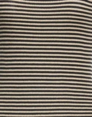 Brunello Cucinelli Striped Metallic Sleeveless Knit Top