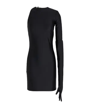Balenciaga One-shoulder Mini Dress With Detachable Application - Black