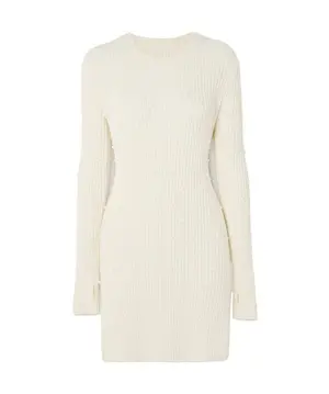 Helmut Lang Bead-embellished Ribbed Knit Mini Dress
