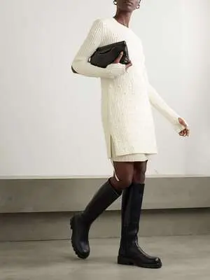 Helmut Lang Bead-embellished Ribbed Knit Mini Dress