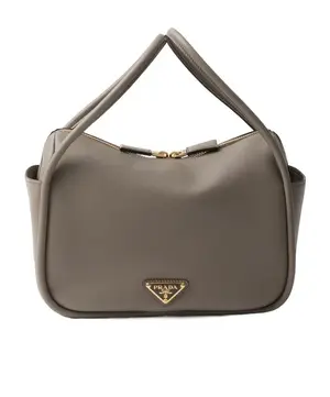 Prada Prada Leather Handbag With Enamel Logo Clay