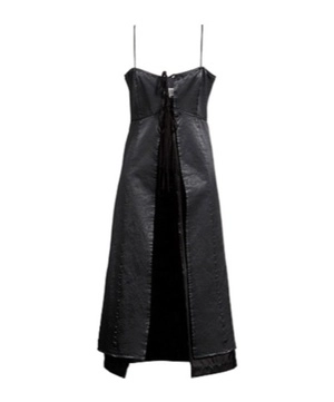 MAISON MARGIELA Sleeveless Sweetheart Neckline Satin Maxi Dress - Black