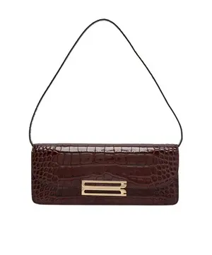 Victoria Beckham Genuine Leather Crocodile Print Clutch - White