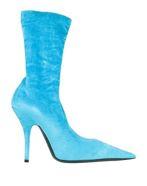 Balenciaga Velvet Pointed-toe Ankle Boots - Blue