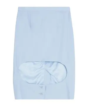 Burberry Solid Color Wool Midi Skirt - Blue