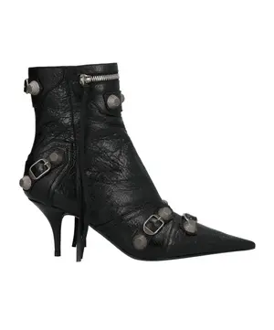 Balenciaga Minimalist Solid Color Ankle Boots - Black