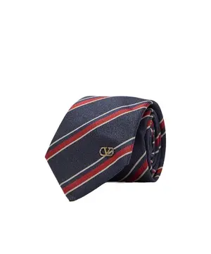 Valentino Garavani Striped Silk Tie - Black