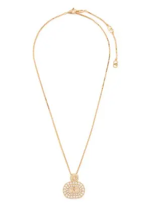 Valentino Garavani Vlogo Crystal-embellished Two-toned Necklace