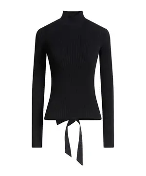 Balenciaga Turtleneck Ribbed Knit Sweater With Back Tie Detail