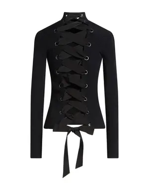 Balenciaga Turtleneck Ribbed Knit Sweater With Back Tie Detail
