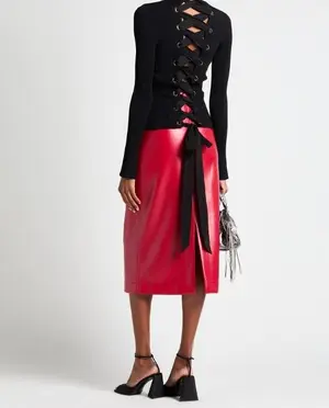 Balenciaga Turtleneck Ribbed Knit Sweater With Back Tie Detail