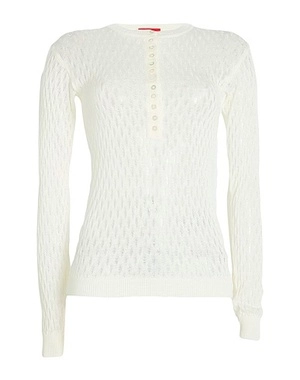 MAXCO. Solid Color Metallic Knit Sweater - White