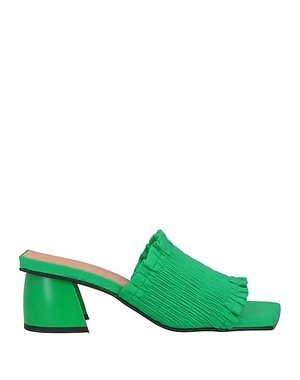 GANNI Square-toe Block Heel Sandals - Green
