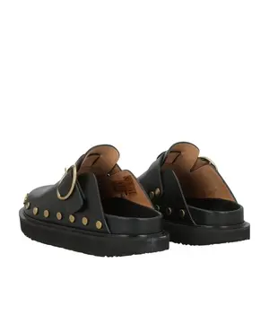 Isabel Marant Étoile Studded Leather Clogs With Buckle Detail - Black