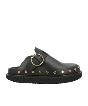 Isabel Marant Étoile Studded Leather Clogs With Buckle Detail - Black