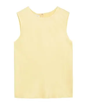 Vince Satin Crewneck Top With Raw-edged Trims