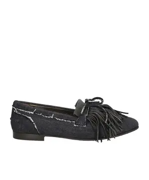 Brunello Cucinelli Denim Loafers With Fringes