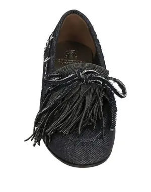 Brunello Cucinelli Denim Loafers With Fringes