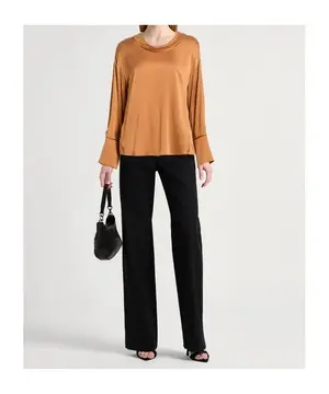 MAXCO. Max&co. Satin Turtleneck Top With Metallic Trim