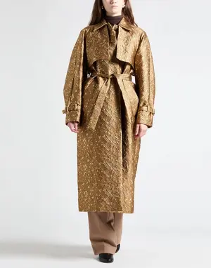 Max Mara Two-tone Metallic Jacquard Long Trench Coat
