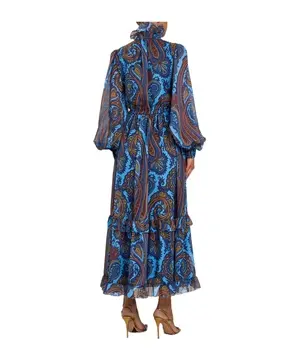 Etro Print Ruffled Chiffon Maxi Dress