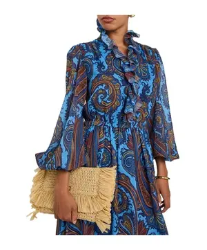 Etro Print Ruffled Chiffon Maxi Dress