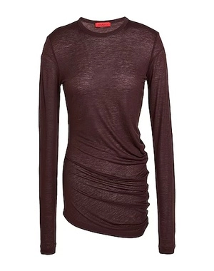 MAXCO. Solid Color Long-sleeve Crew Neck T-shirt - Red