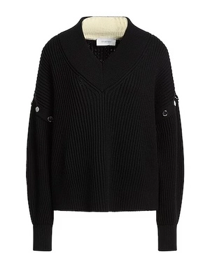 Sportmax Wool Knit V-neck Sweater With Detachable Sleeves