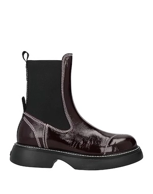 GANNI Solid Color Platform Boots - Black