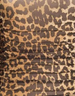 GANNI Leopard Print Long Sleeve Ruched Dress