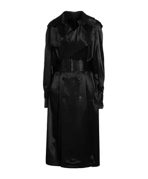 Balenciaga Solid Color Satin Trench Coat - Black