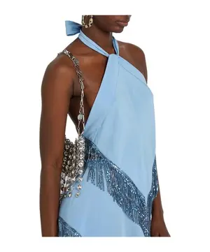 Rabanne Halter Neck Sleeveless Top With Tassel Chain Detail