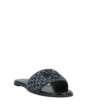 Tory Burch Checkered Denim Slippers