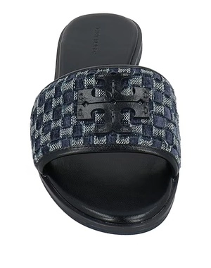 Tory Burch Checkered Denim Slippers