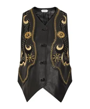 Versace Embellished Panelled Leather Vest