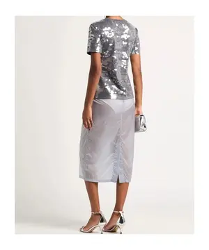 Sportmax Sequined Short Sleeve T-shirt - Gray