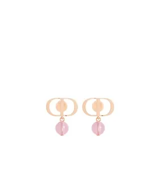 Dior Petit Cd Drop Earrings With Pink Stone