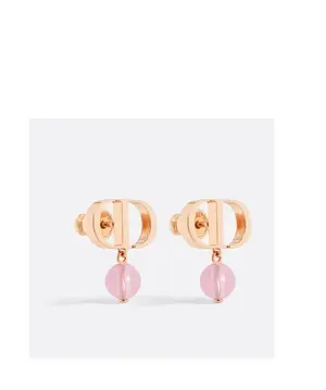 Dior Petit Cd Drop Earrings With Pink Stone