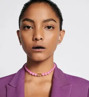 Dior Petit Cd Drop Earrings With Pink Stone