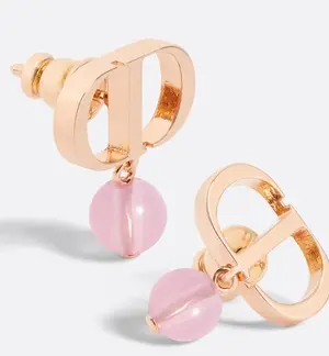 Dior Petit Cd Drop Earrings With Pink Stone