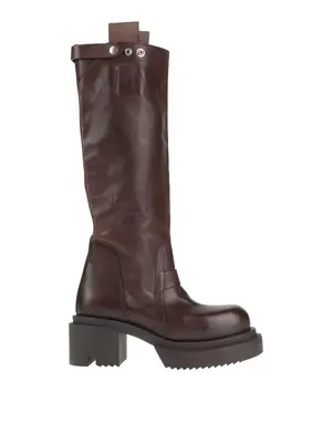 Rick Owens Round Toe Platform Leather Boots