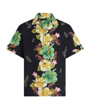 Etro Floral Paisley Bowling Shirt - Black