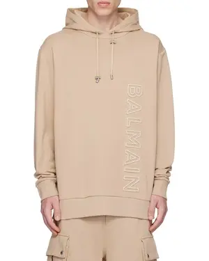 Balmain Logo Embossed Drawstring Hoodie