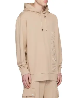 Balmain Logo Embossed Drawstring Hoodie