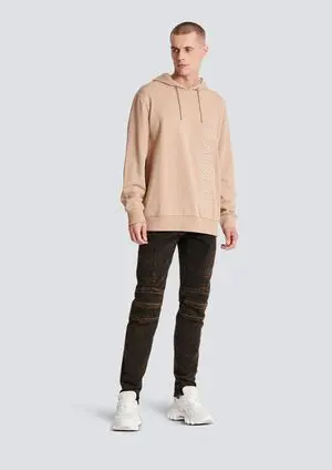 Balmain Logo Embossed Drawstring Hoodie
