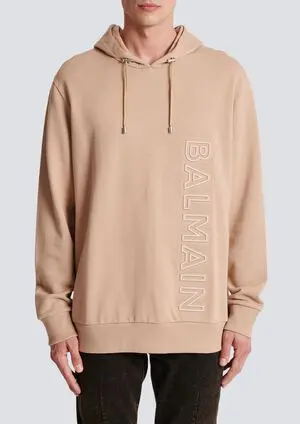 Balmain Logo Embossed Drawstring Hoodie