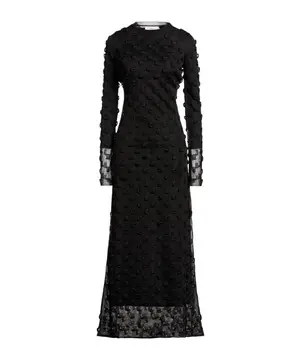 Sportmax Long Sleeve Crew Neck Dress With Tulle Details