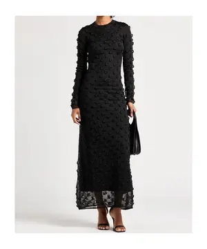 Sportmax Long Sleeve Crew Neck Dress With Tulle Details
